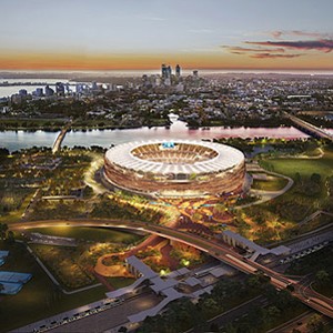 Foundations pouring at Mega Perth Stadium by Cox Architects and Hassell ...
