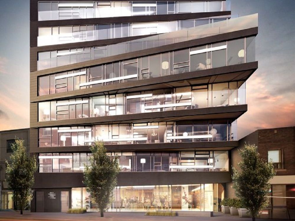 Midrise building with inverted stepped facade improves public realm ...