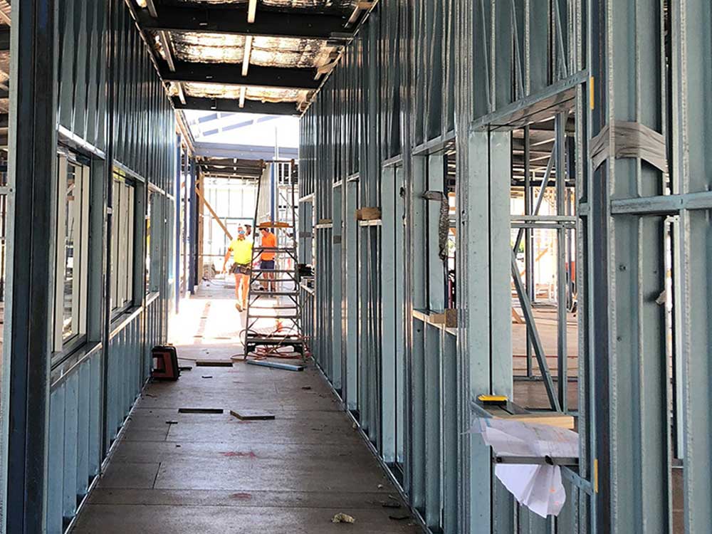 Infill wall framing for modular school building in Highton ...