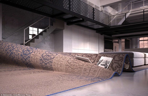 Alessandro Isola transforms a buckled rug into a sculptural seating ...