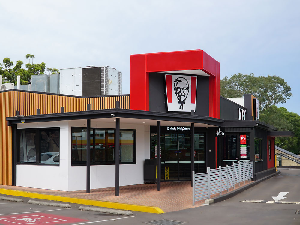 Bespoke perforated metal panels delivered for KFC drive-thru and ...