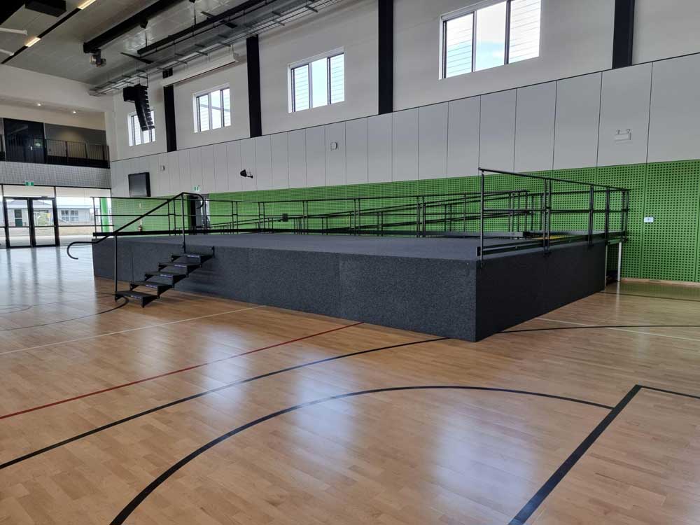Portable stage with access ramp meets the brief at Edmonston college ...