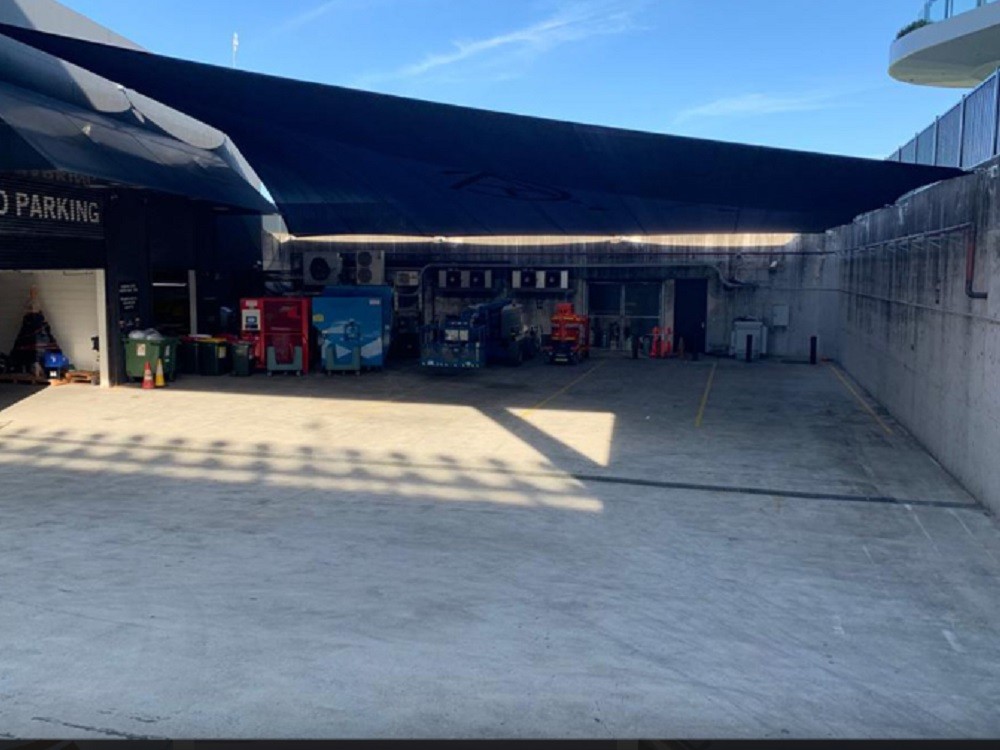 HDPE shade canopy conceals loading dock from Royal Randwick grandstand ...