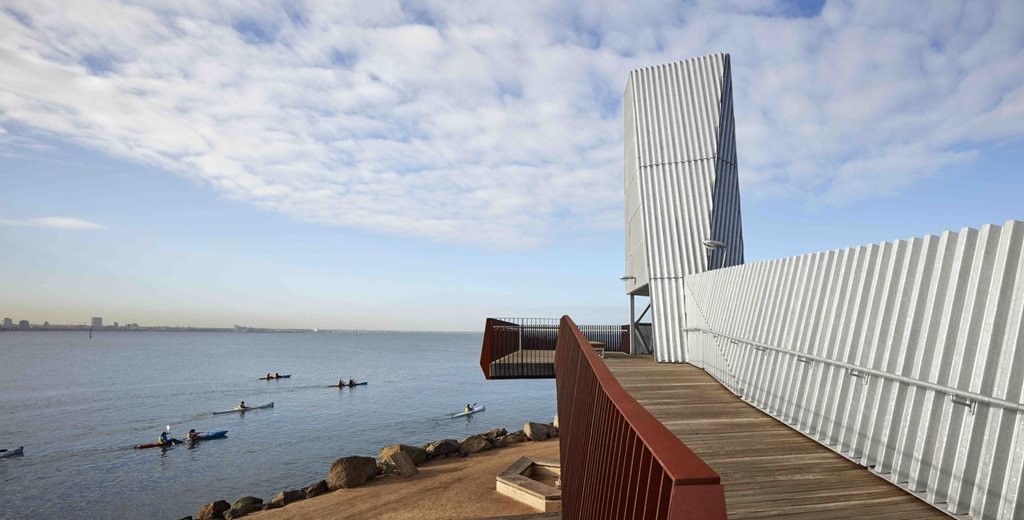 A pedestrian viewing platform made sculptural landmark by Cox ...