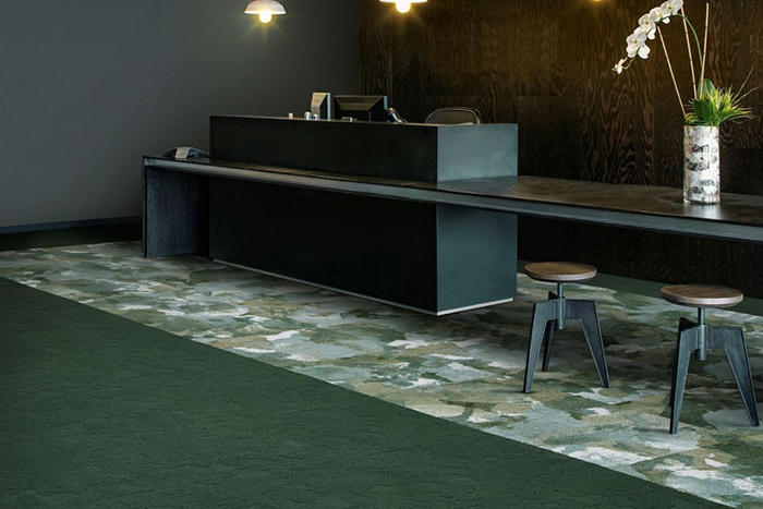 Watercolour inspired Fluid& carpet tiles for commercial spaces ...
